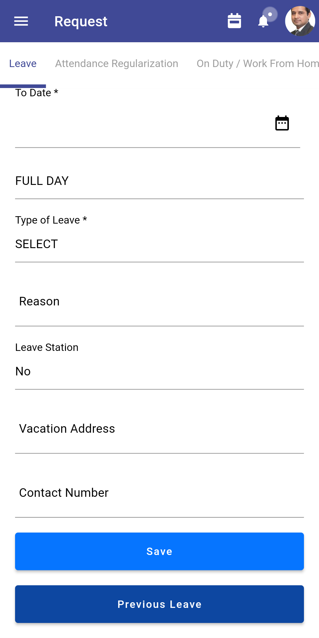 Apply Leave from Pocket HRMS Android/Apple app
