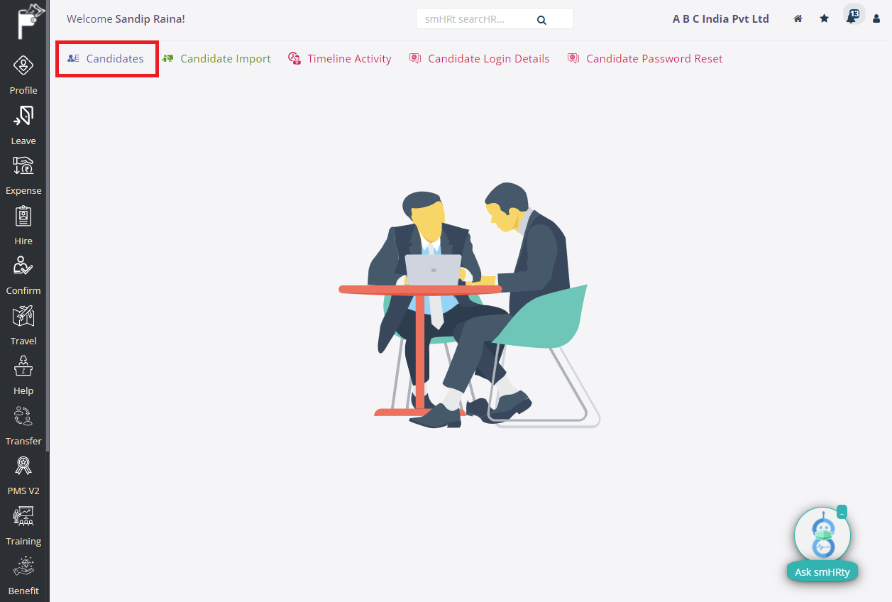 Add Candidate in Hire Module