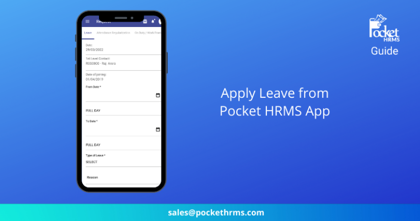 Apply Leave from Pocket HRMS Android/Apple app